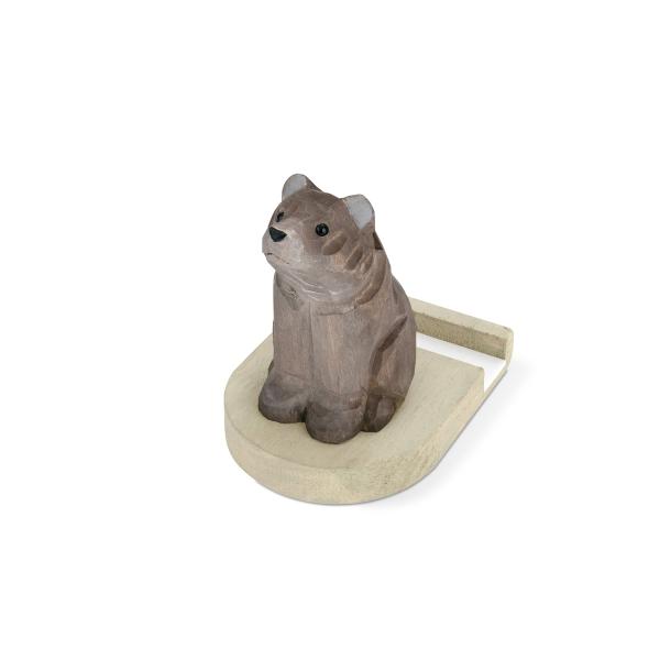 背中でスマホを支えつつ、メガネやサングラスも収納してくれる 1 人 2 役な動物たち。就寝前の枕元やお仕事のデスクまわり、お料理中のキッチンなど、様々なシーンで大活躍。木彫りのナチュラルな表情は、どんなインテリアにも馴染みそう。スマホを横向...