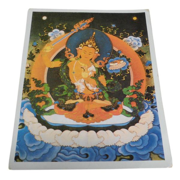 文殊菩薩像梵名マンジュシュリー「3人よれば文殊の智慧」ことわざの由来仏です。智慧を司る、智慧の菩薩です。裏側はチベット占術の文字がプリントされています■全体の大きさ縦:15.3cm 横:12cm重さ:4g■ご注意点アジアのポストカードです。...