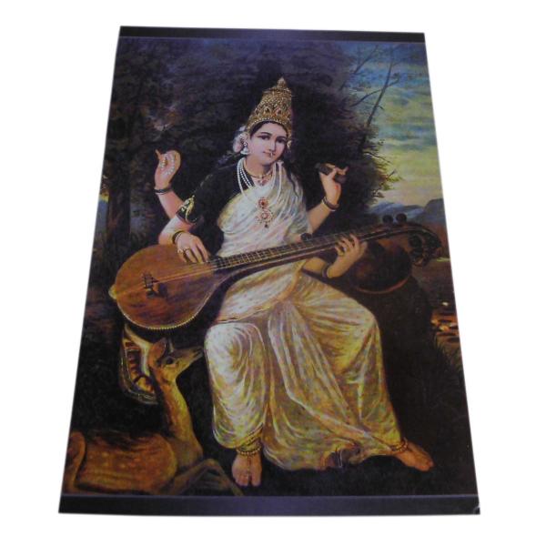 ヒンドゥー教の女神サラスヴァティ（弁財天）■全体の大きさ縦:16.4cm 横:11cm重さ:6g■ご注意点アジアのポストカードです。経年劣化等により四隅の角がつぶれている裏面の薄い黄ばみが見られるものがあります。複数ある物は質の程度はランダ...