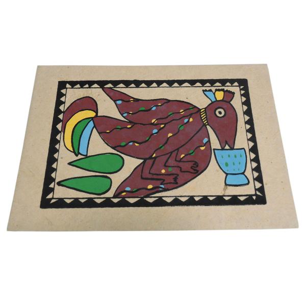 ネパール.ミティラー画のかわいいポストカード元々は壁画だったものを紙に描きアート作品とした紙物です。手すきの独特な風合いも素朴で味わい深い。■全体の大きさ縦:16cm 横:12cm重さ:約4g表・宛名面は手すき紙ですのでクオリティーは1枚1...