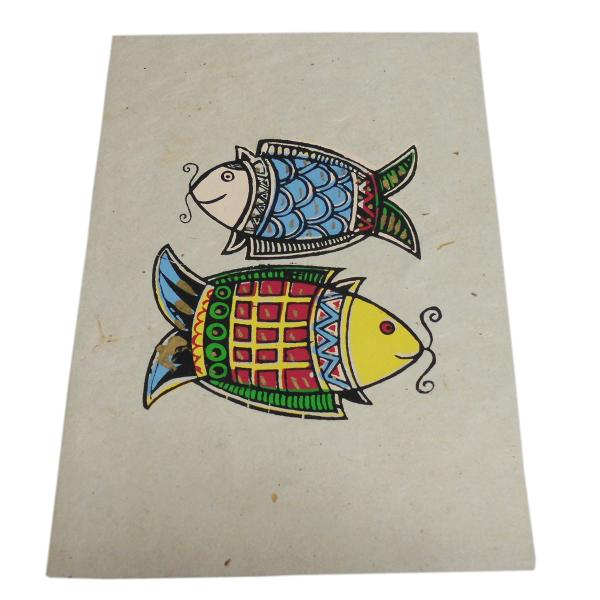 ネパール.ミティラー画のかわいいポストカード元々は壁画だったものを紙に描きアート作品とした紙物です。手すきの独特な風合いも素朴で味わい深い。■全体の大きさ縦:16.5cm 横:11.5cm重さ:約4g表・宛名面は手すき紙ですのでクオリティー...