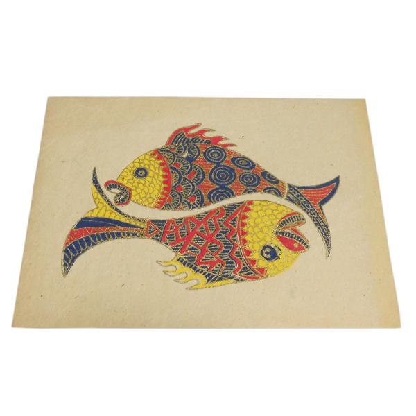 ネパール.ミティラー画のかわいいポストカード元々は壁画だったものを紙に描きアート作品とした紙物です。手すきの独特な風合いも素朴で味わい深い。■全体の大きさ縦:16cm 横:11.5cm重さ:約4g表・宛名面は手すき紙ですのでクオリティーは1...