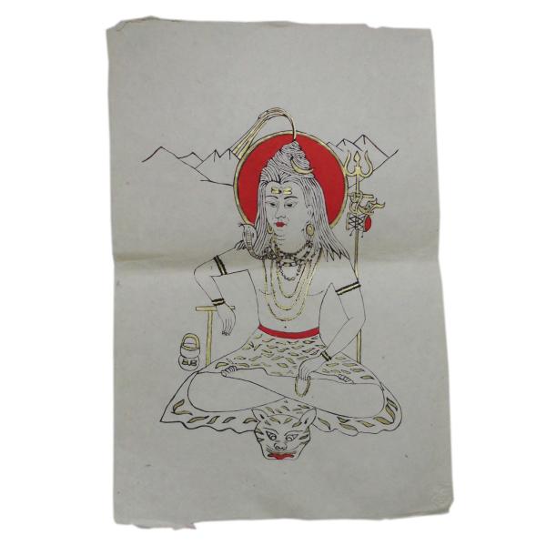 色付きのシヴァ神の絵柄です。破壊と再生の神様のシヴァ神金の色が美しく赤も特徴的赤は生命力の象徴であり、縁起の良い色とされています。手漉きロクタ紙に描かれています。■全体の大きさ縦:約75cm 横:約50cm■ご注意点ネパールで作られた製品で...