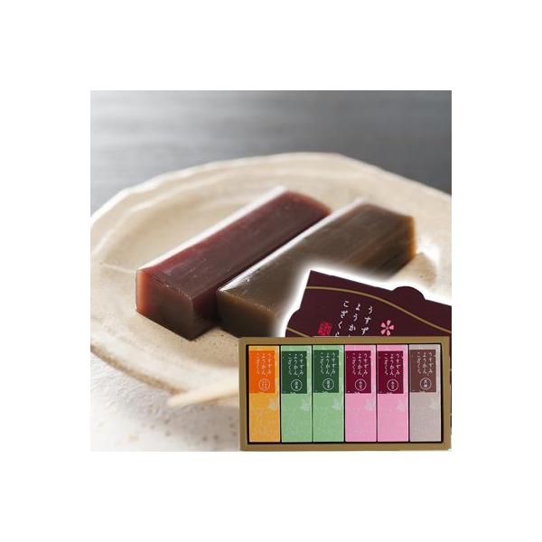 (株)薄墨羊羹 こざくら詰合せ6個入えひめの定番お土産です。冠婚葬祭・季節の贈り物・お土産に。食べきりサイズの羊羹を4種詰め合わせました