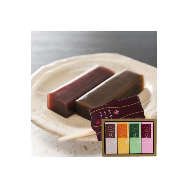 (株)薄墨羊羹 こざくら詰合せ4個入えひめの定番お土産です。冠婚葬祭・季節の贈り物・お土産に。食べきりサイズの羊羹を4種詰め合わせました