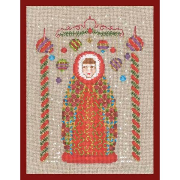 サイズ：約11.5×15.5cmキット内容：刺繍布、刺繍糸、針、図案、簡単な日本語説明書付き刺繍布：リネンアイーダ　18カウント（1cmに7目）難易度：中級者向き クロスステッチ額はキットに含まれていません。