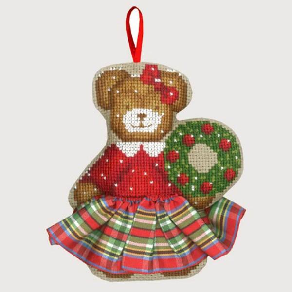 サイズ：約9×11cmキット内容：刺繍布、刺繍糸、針、図案、アクセサリー（リボン）、簡単な日本語説明書刺繍布：コットンアイーダ　18カウント （1cmに7目）難易度：中級者向き クロスステッチ※メール便で発送可能です♪