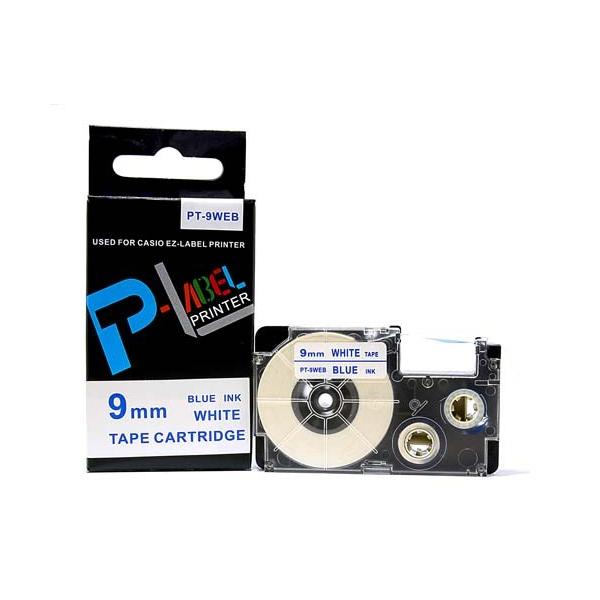 カシオ XR-9WEB 互換ラベルテープ　CASIO（PT-9WEB） 互換 テープテープ幅：9ｍｍテープ色：白文字色　：青テープ長：8ｍ◎裏紙の中央にスリット（切込み）が入っているので使いやすい！対応機種：KL-A70 , KL-A300...