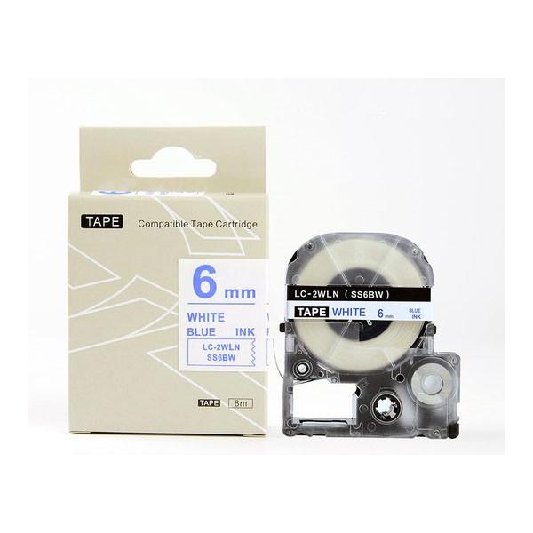 キングジム SS6BW（SS6Bの強粘着タイプ） 互換テープカートリッジ　KING GIM  テプラ テープ 互換テープ幅：6ｍｍテープ色：白文字色　：青テープ長：8ｍ★高品質なのに低価格！★裏紙の中央にスリット（切込み）が入っているので使...