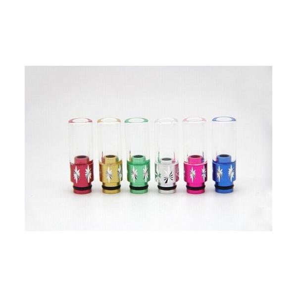 ●商品名：ガラス ドリップチップ 電子タバコ アトマイザー アクセサリー●商品詳細長さ：約3.4cm幅　：約1.0ｃｍ販売数量：1個カラー：画像参照・・・全6色(1)ピンク(2)シルバー(3)ゴールド(4)ブルー(5)グリーン(6)レッドか...
