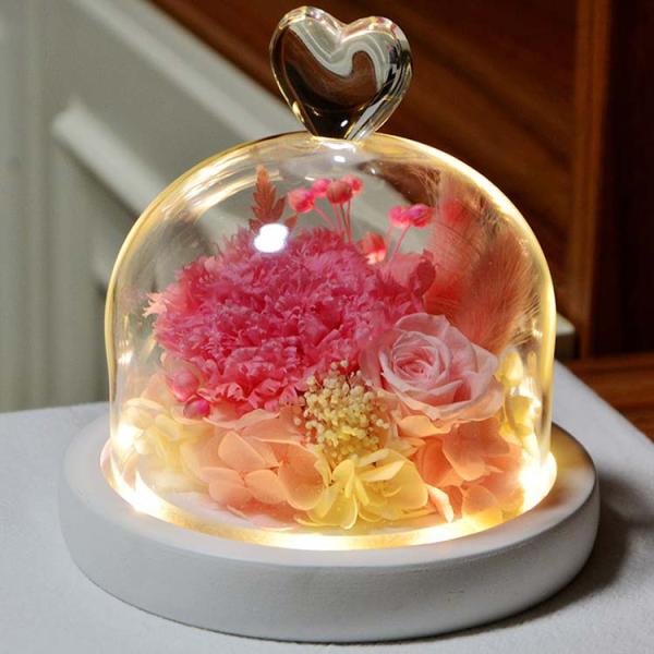 花構成：カーネーション、その他サイズ：約12x14cm包装：クリアガラスカバー、 ベース、ギフトボックス、LEDライト、生産国：チャイナ季節の贈り物に1月：お正月 ご挨拶 門松 正月 成人式 成人の日 帰省 新年 オシャレ フラワーギフト2...