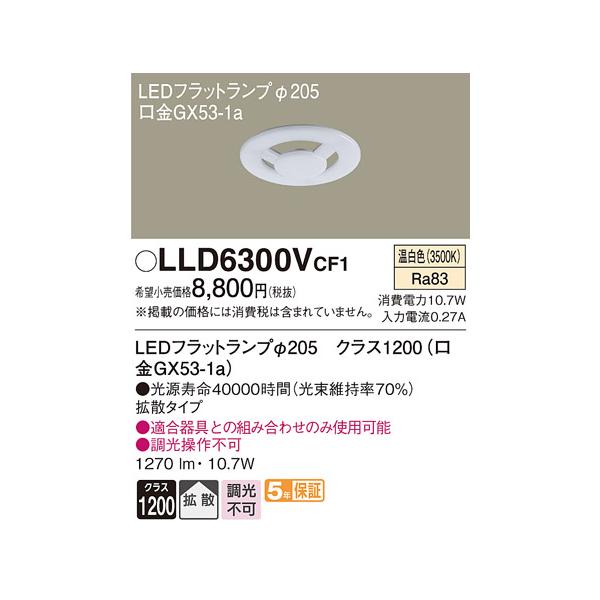 【光源】<br>◆LEDフラットランプφ205　クラス1200（口金GX53-1a）<br>◆色温度：3500 K<br>◆光源寿命40000時間（光束維持率70％）<br><br&gt...