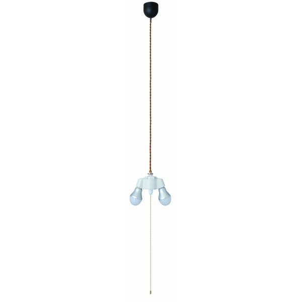 ●角形引掛シーリング●瀬戸ソケット、ねじりコード（茶）●全長90cm　コード長80cm●60WまでE26　2灯　ナツメ電球使用セード取り付け可能●φ14mmねじ穴●ビニール袋入り●電球別売