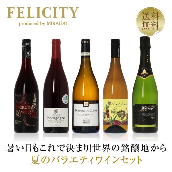 送料無料 ＠ビール・洋酒 ＠ワイン ＠ワインセット ＠5本セット ＠ミックス初夏にふさわしい赤白泡バラエティセットです。【セット内容】1.ウルフベルジュ クレマン ダルザス ブリュット 750ml2.カプサーネス マス ドニス ブラン 75...