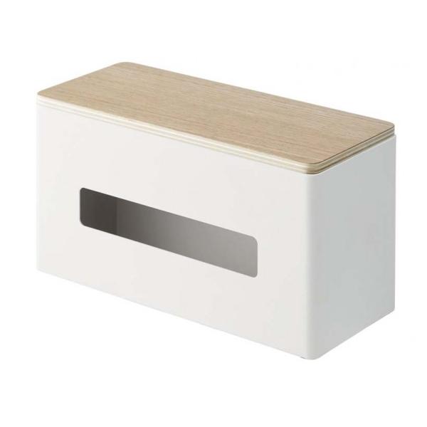 ●ティッシュペーパーやペーパータオル、厚型ティッシュなど用途に合わせた使い方が出来る！●仕切りがあるから２種類のペーパーを両面同時に使うこともできる便利な蓋付きの収納ケース。天然木の積層合板でインテリアにもなじむデザインです。