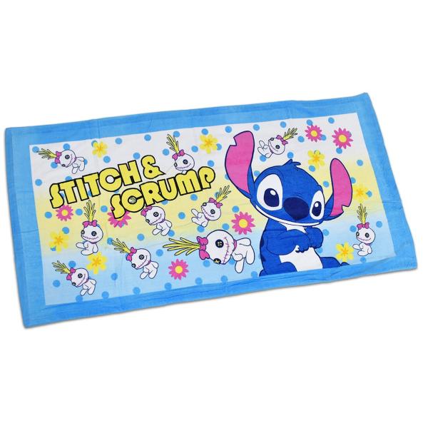 スティッチ柄のバスタオル。　激レア！！長期保管在庫品のため他店では入手困難なデザインです！Lilo&amp;Stitch ジャンボバスタオル、スティッチとスクランプ柄　中国製(TAIWAN)表面はパイルをカットしたなめらかシャーリング加工。...