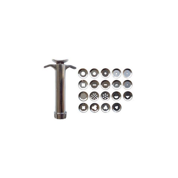 注射器と同じ原理で粘土を押し出し、装飾用の髪の毛、花、紐などを製作できる道具です。