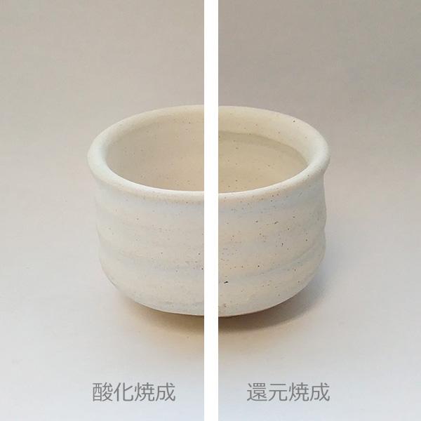 焼成温度目安・・1180〜1260℃ 釉掛量目安・・・普通 （0.7〜0.8ｍｍ厚を普通として） 焼成適性・・・・酸化・還元 特徴・・・・・・粉引きという技法に使用できます。「白化粧」に比べより白が強くでます。「刷毛目化粧」と似た化粧泥です。