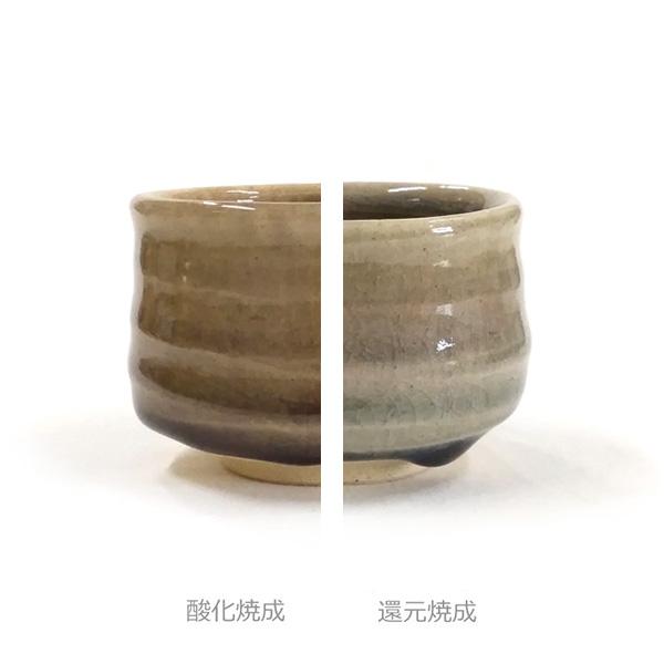 焼成温度目安・・1230〜1250℃釉掛量目安・・・薄め（0.7〜0.8ｍｍ厚を普通として）焼成適性・・・・還元特徴・・・・・・青みがかったビードロを呈します。酸化では少し黒ずみますので、還元向きです。流れやすい。(見本画像は白土を使用して...