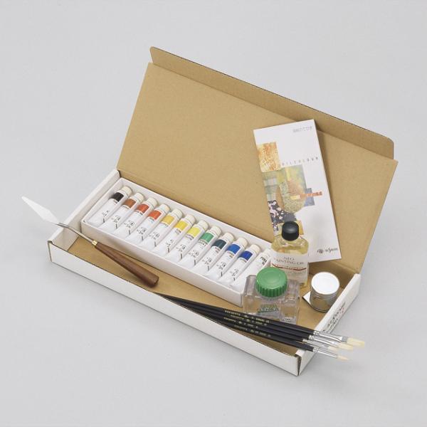 スケッチ箱に入れるパーツのセットです。スケッチに必要な絵具や道具類が揃っています。セット絵具：クサカベ習作用１２色（6S-12)