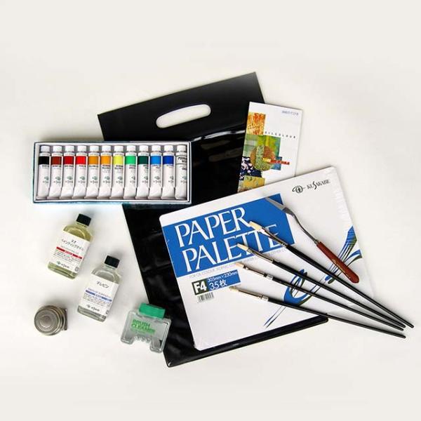 書籍『7日でうまくなる油絵初級レッスン』から生まれた油絵セットです。 <br>※書籍は別売り