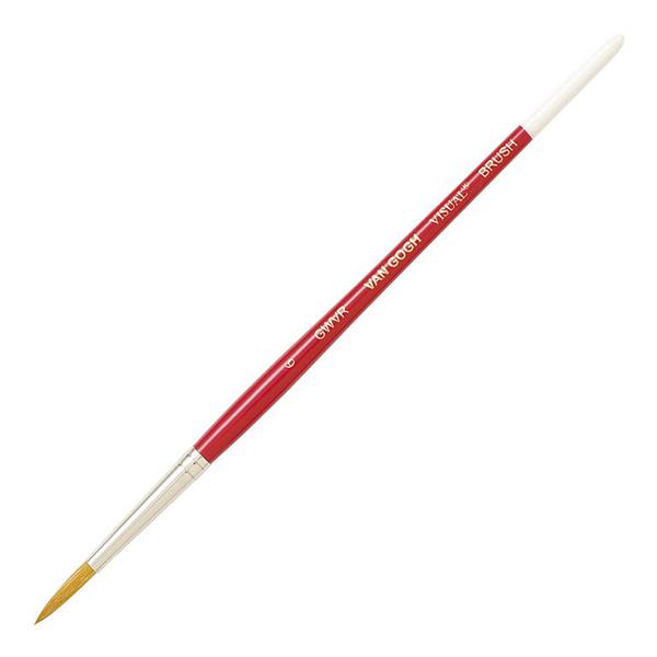 穂先サイズ・・・約 4.2mm径×長さ 20mm　　　全長 195mmGWVRは、ポリエステルを主体にOX毛と山羊毛を混毛した筆で、ポリエステルの毛の腰の強さと、OX毛、山羊毛の水含みの良さを生かした水彩デザイン用の筆です。