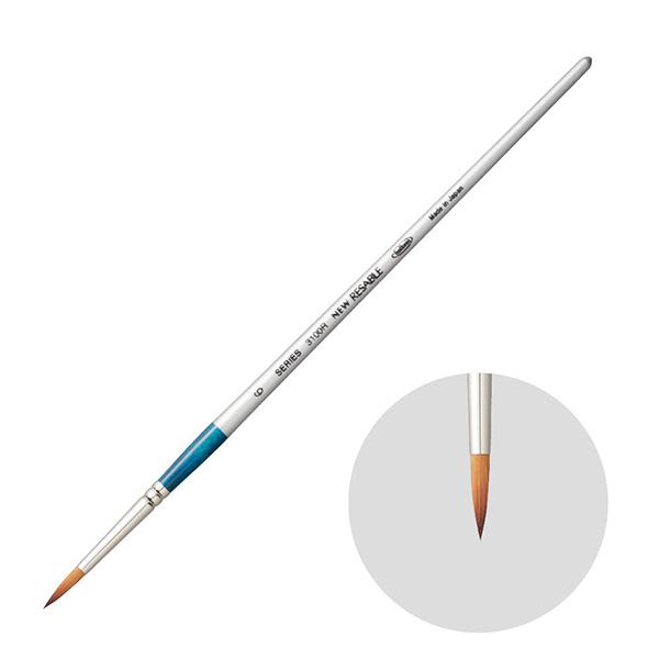 ＜仕様＞穂先の形状：ラウンド(丸)毛の種類：羊毛 リセーブル毛号数：No.6穂丈×巾：17.0×4.2mm水彩用に特に要求される、しなやかさと絵具の含みを良くするために羊毛を最適量でブレンドした筆です。日本製。絵具の含みが良く、穂先のストロ...