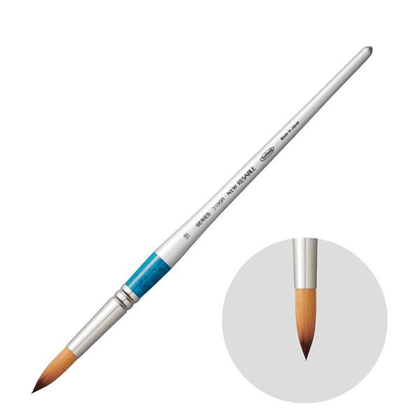 ＜仕様＞穂先の形状：ラウンド(丸)毛の種類：羊毛 リセーブル毛号数：No.18穂丈×巾：32.0×9.8mm水彩用に特に要求される、しなやかさと絵具の含みを良くするために羊毛を最適量でブレンドした筆です。日本製。絵具の含みが良く、穂先のスト...