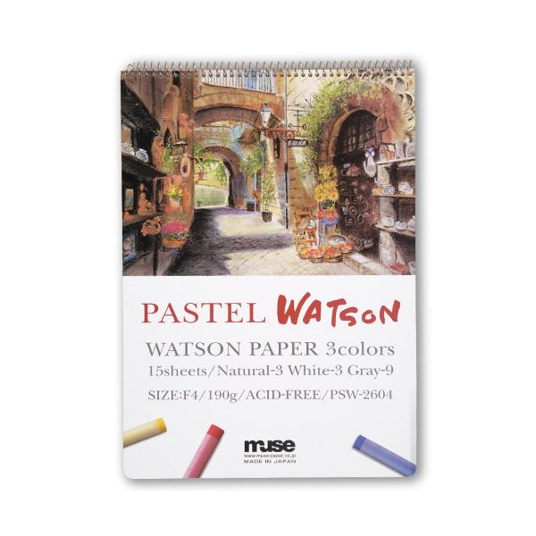 パステルワトソンブックは、グレー3枚、ホワイト、ナチュラルのワトソン紙3色を蝶型のスパイラル綴じにしました。1枚ごとにグラシン紙が入れてあり作品を保護します。【特長】・新色のグレー・ホワイトを加えた３色のワトソン紙を使用・極厚な表紙芯や短手...