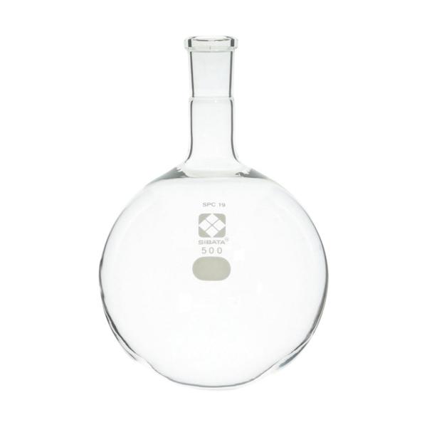 ■SPC丸底フラスコ SPC-19 500mL 030100-19500 の特長●口元が細く、首の長さの短い球状をしたガラス製のフラスコです●口元に、同じSPCガラス接手管規格のT形、C形が接続可能です●加熱などを伴う一般的な理化学試験・教...
