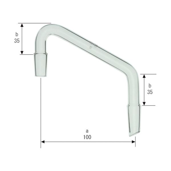 ■SPC連結管 コの字形 SPC-15-15 採取管付 030360-15110 の特長●両端の接続部がSPC規格のCコーン形で、60°-120°または75°-105°の角度でコの字形に曲がったガラス製の連結管です●SPC連結管 コの字形 ...