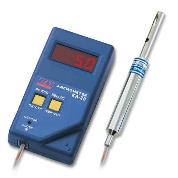 ■ハンディタイプ風速・風温計 アネモメーター KA-20 の特長 ●風速・風温が測定できるコストパフォーマンスに優れたモデル。 ●明るい赤色ＬＥＤ表示。 ●JIS規格T8202適合品。 ●校正・トレーサビリティ対応。 ●用途  ・ビル空調施...