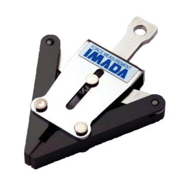 ■引張試験系アタッチメント PGC-0510の特長●サンプルのチャックは洗濯ばさみのように指でつまんではさむだけのワンタッチ操作●フォ-スゲージへのセットはフック式で、フォースゲージから外してサンプルをチャック可能●クサビ機構により、引くこ...