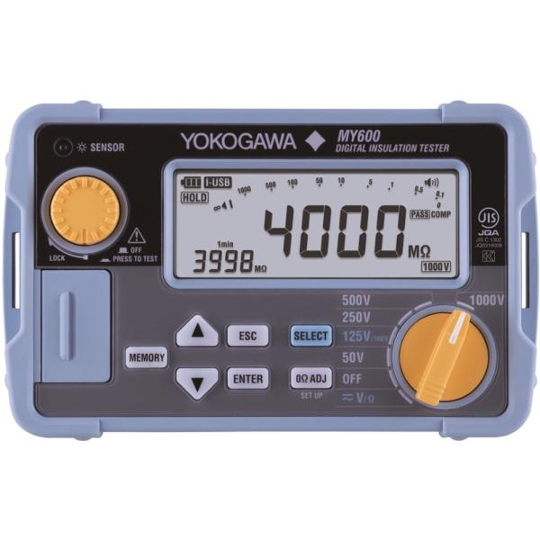 ■絶縁抵抗計 MY600の特長●測定時間を高速化し、バックライトの色による判定機能を搭載しました●PCやタブレットとの親和性を高めるために通信機能を搭載した新しいコンセプトのデジタル絶縁抵抗計です●定格測定電圧：50V、100V※、125V...