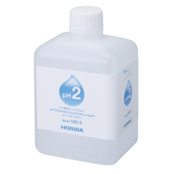 ■pH標準液 500ml 100-2の特長●原液のまま使用。一般用。●名称：シュウ酸塩標準液●pH値（25℃）：1.68●容量（mL）：500メーカー：堀場製作所(HORIBA)