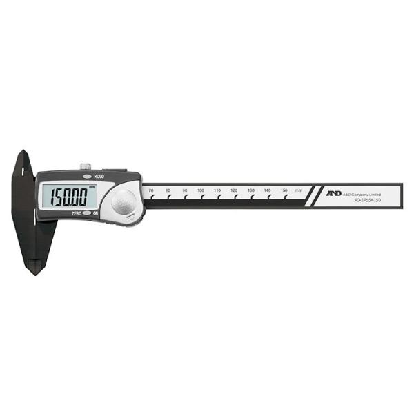 ■デジタルノギス AD-5765A-150の特長●外側・内側・段差測定のノギス工具●測定物を傷つけにくいプラスチックタイプのデジタルノギス●軽量で安全、持ち運びに便利●ジョウ・本体はファイバー入りプラスチックで強化●データホールド機能付●外...