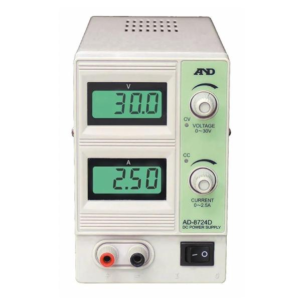 ■直流安定化電源 AD-8724Dの特長●場所をとらないスリムタイプ(幅9.5cm)●定電圧電源または定電流電源として2通りの使い方が可能●化学、工場、研究、分析などの実験研究機器、設計開発や生産、製造設備、学校の実験設備などに●出力電圧：...