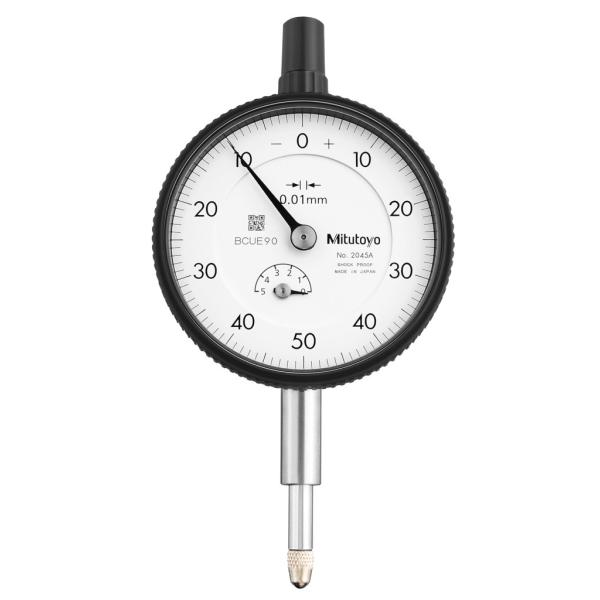 ■標準形ダイヤルゲージ 2045Aの特長●外枠の外径φ57mm、目量0.01mmの標準ダイヤルゲージ●外側クランプ、リフティング用レバー(オプション)は左右どちらにも取り付け可能●取り付け、取り外しは工具不要●前面からの水や油の侵入を防止す...