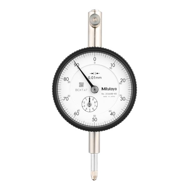 ■標準形ダイヤルゲージ 2046AB-80の特長●置き針式：スピンドルが押し込まれた位置で指針及びスピンドルが止まる構造により、指針が最大値を示してストップします●工場での加工、生産ライン、部品の組み立てや計測等に便利な高精度ダイヤルゲージ...