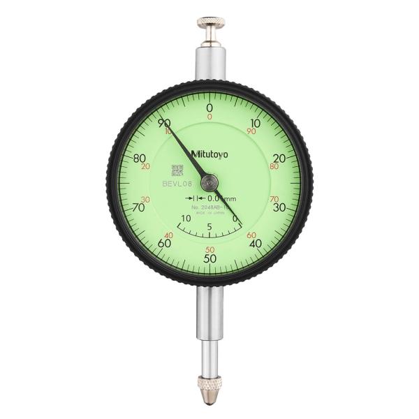 ■指針調整式ダイルゲージ 2048AB-10の特長●頭部ツマミを回すことにより、スピンドルの上下動とは無関係に指針位置を調整できるダイヤルゲージです●工場での加工、生産ライン、部品の組み立て、計測等に●連続目盛タイプ※完成品検査は縦姿勢(測...