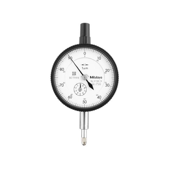 ■標準形ダイヤルゲージ 2110A-10の特長●外枠の外径φ57mm、目量0.001・0.005mmの標準ダイヤルゲージ●外側クランプ、リフティング用レバー(オプション)は左右どちらにも取り付け可能。取り付け、取り外しは工具不要●前面からの...