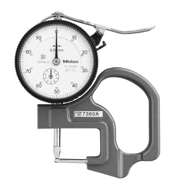 ■ダイヤルパイプゲージ 7360Aの特長●パイプの肉厚や湾曲した板の厚さ測定が出来るダイヤルシクネスゲージです●測定子、アンビルは焼き入れ鋼製です●精密部品、工場、検査、品質確認等でご利用いただけます●測定範囲(mm)：0-10●目量(mm...