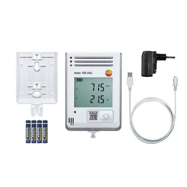 ■testo-160IAQ 温度、湿度、CO2、大気圧センサ内蔵 Wi-Fiデータロガー 0572-2014の特長●testo 160 IAQは温度・湿度・CO2・気圧センサを内蔵した環境Wi-Fiデータロガーで、一般オフィスから博物館・美...