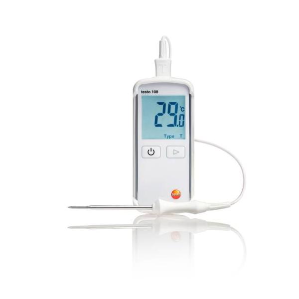 ■testo-108 防水型食品用中心温度計 0563-1080-08の特長●testo 108は現場で食品温度を素早く確実に測定するために、大画面ディスプレイ、シンプルな操作ボタンを採用した防水型食品温度計です。●食品製造、加工、調理、保...