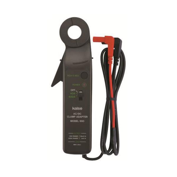 ■モデル660 AC/DCクランクアダプターの特長　　●AC / DC 400mVが測定できるデジタルテスターに接続して、AC / DC 400A まで測定可能。　●出力波形と入力波形が同じなので、オシロスコープや記録計と接続して波形観測や...