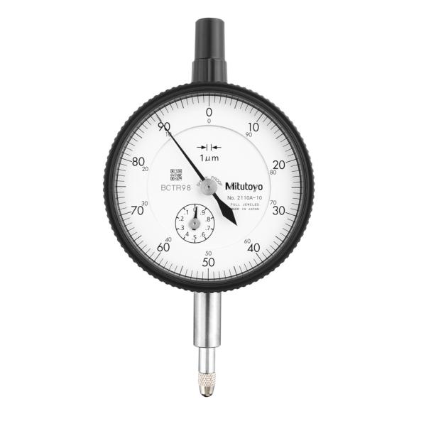 ■標準形ダイヤルゲージ 2110A-10の特長●外枠の外径φ57mm、目量0.001・0.005mmの標準ダイヤルゲージ●外側クランプ、リフティング用レバー(オプション)は左右どちらにも取り付け可能。取り付け、取り外しは工具不要●前面からの...