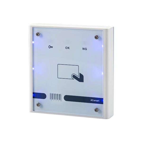 ■カードリーダ ACS-FMIの特長●入退室管理システムACsmart／ACsmart2専用のカードリーダです●照合時にカードリーダ前面パネル全体が青く光る洗練されたデザインです●適合カード：FeliCa(IDm)／Mifare(UID)／...