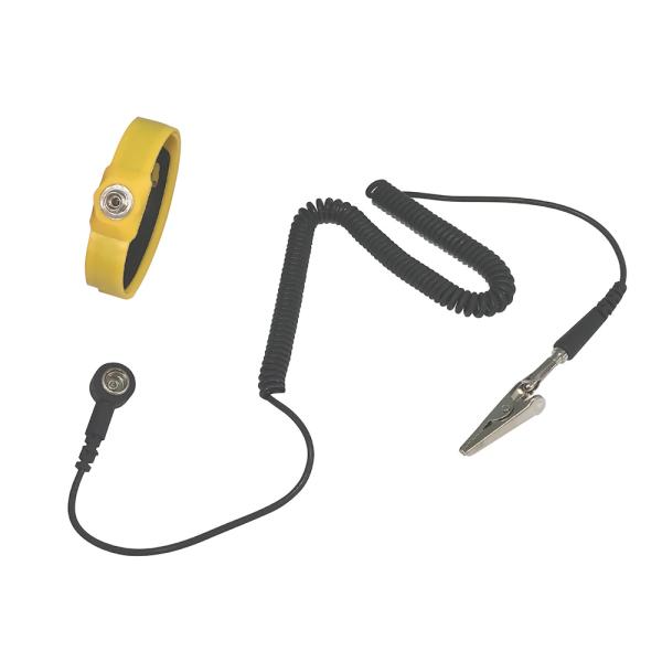 ■防静電リストストラップ AS-108-10の特長●グランドコード付のリストストラップ。●バンドはシリコン製です。●バンドサイズ：約 1.8 × 25 cm●スナップ径：7 mm●バンド重量：約 9.0 g●グランドコード：1M Ω 抵抗内...