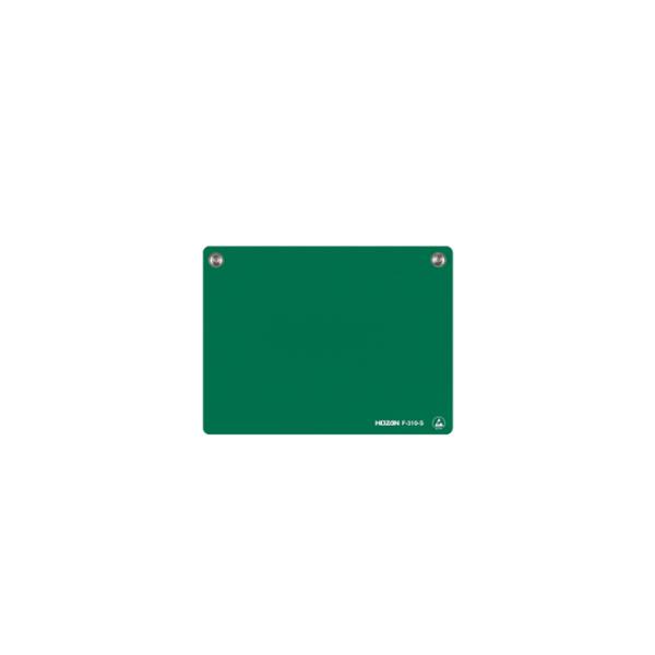 ■ESD卓上マット F-310-Sの特長●既設の導電性カラーマット上に敷くことで汚れが防止できます。●ハサミやカッターで自分好みの形状にカット可能。●グラウンドと接続することで一時的な静電気対策スペースを確保できます。●作業スペース、対象物...