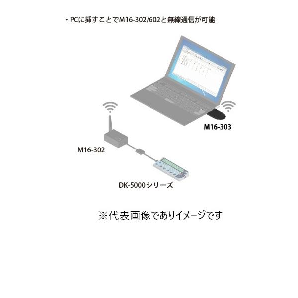 ■M16-302/602用ワイヤレス・コーディネータ(IEEE802) M16-303の特長●DK-5000にワイヤレス通信機能を追加●無料ソフトウェア+PC+M16-302/602が必要●ソフトウェアで遠隔からデータを収集し保存●対応ソフ...